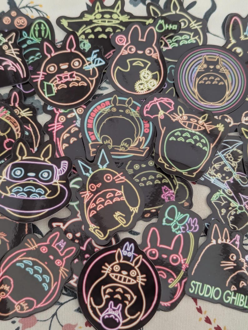 Neon Totoro Stickers: Glow in the Dark, Waterproof Vinyl - Etsy
