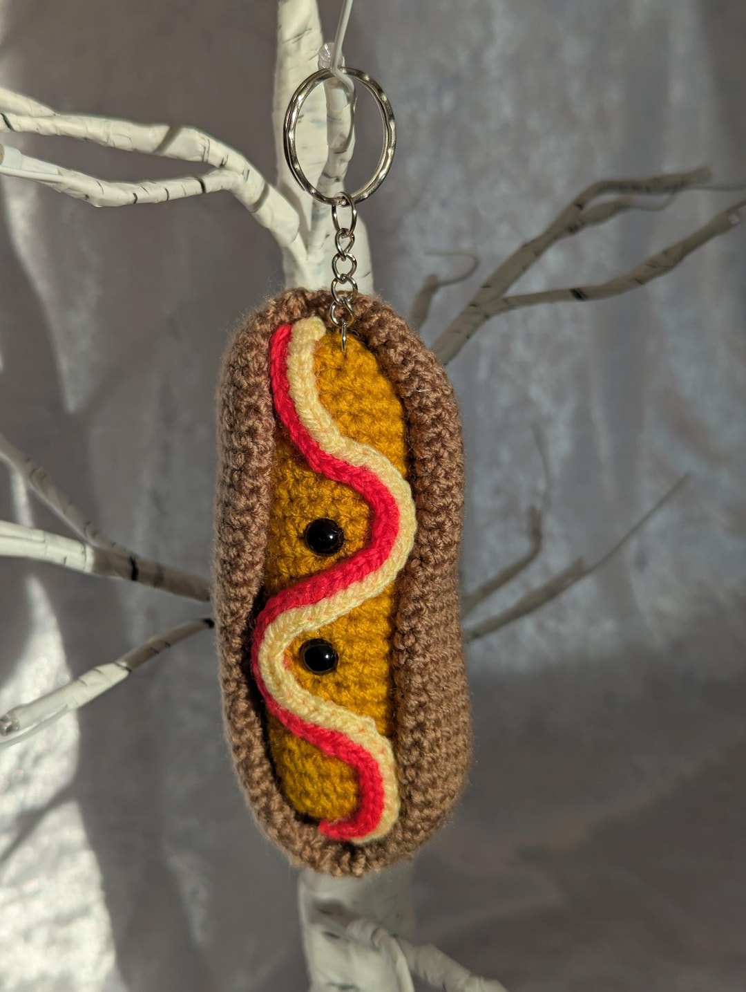 Crocheted Hot Dog Keyring | Cute Food Keychain | Handmade Crochet Food ...