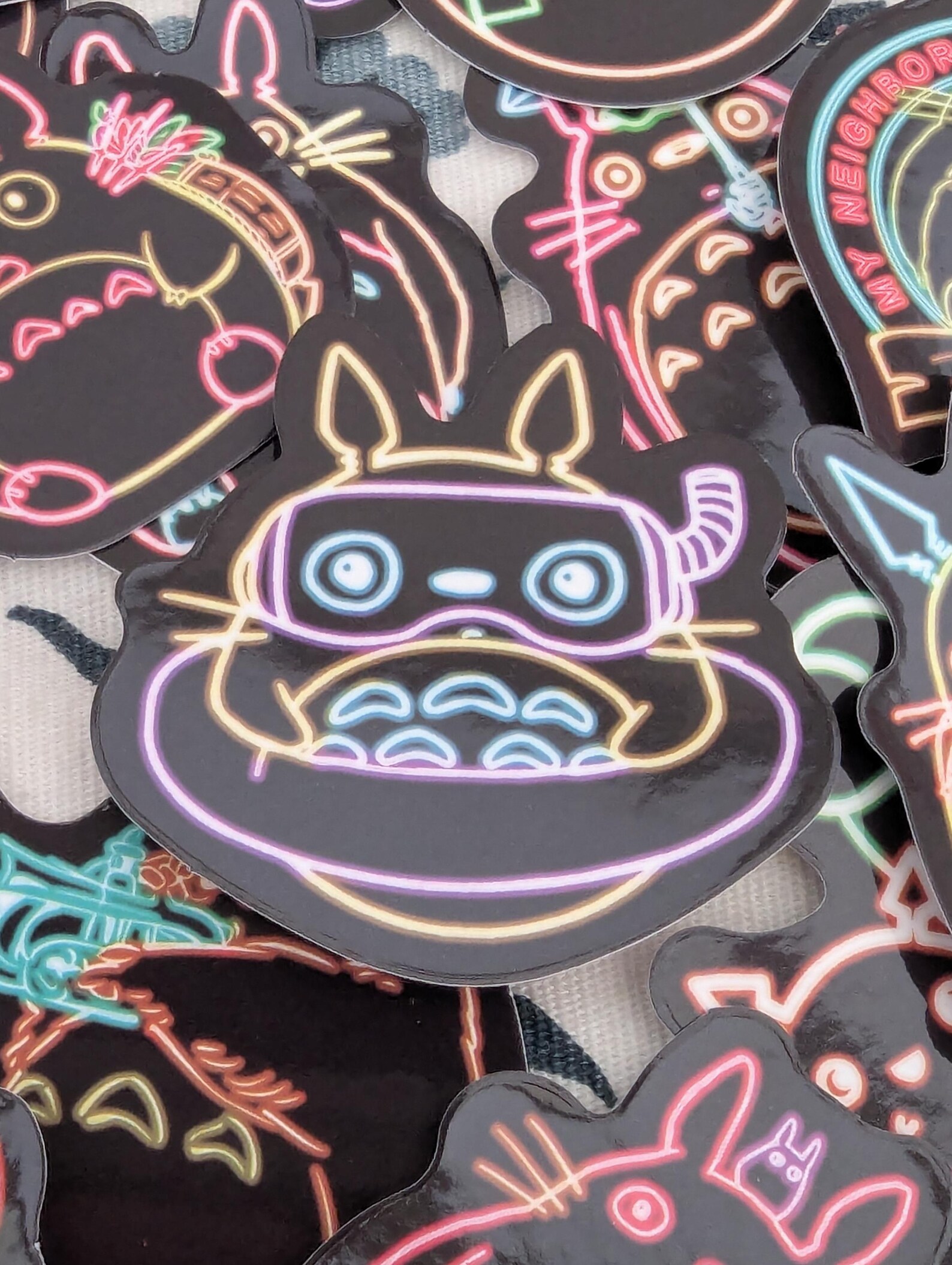 Neon Totoro Stickers, Japanese Animation Stickers, Cute Totoro Stickers ...