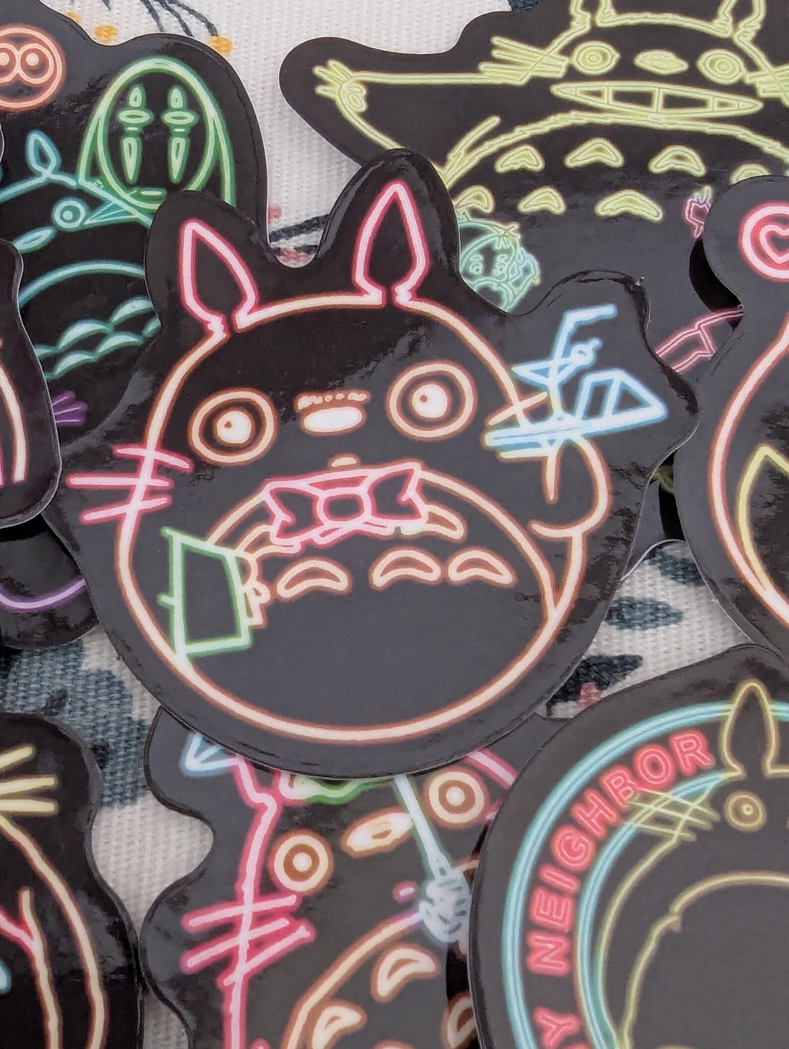 Neon Totoro Stickers, Japanese Animation Stickers, Cute Totoro Stickers ...