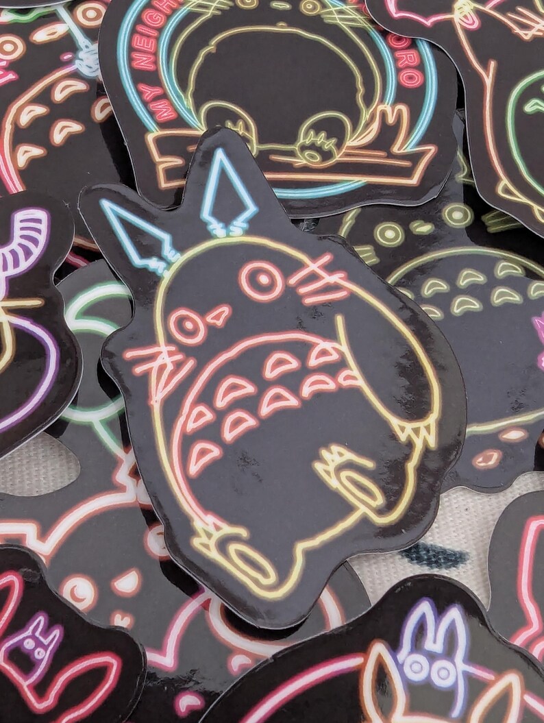 Neon Totoro Stickers: Glow in the Dark, Waterproof Vinyl - Etsy