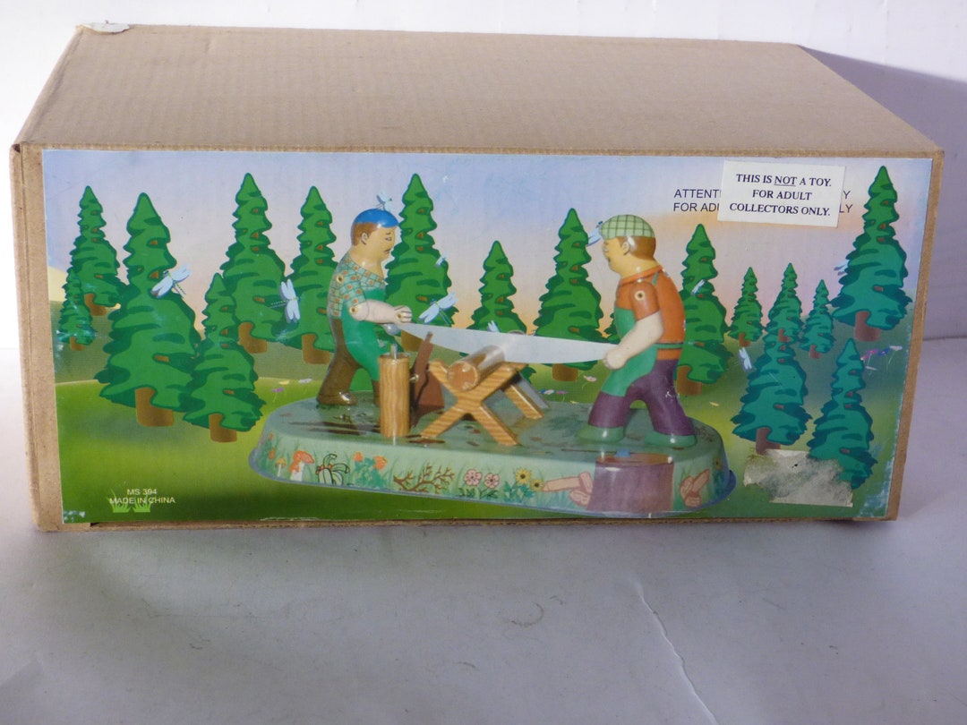 Tinplate Toys Clockwork Log Sawing Men - Etsy