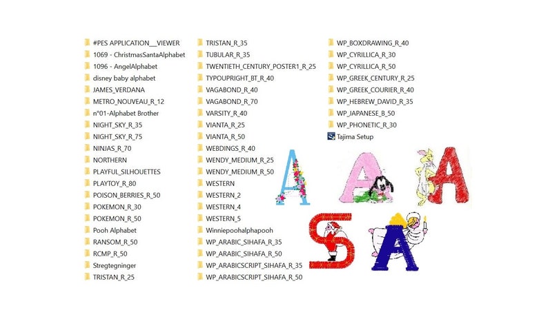 Alphabet Embroidery Designs Brother PES Format 49 Folders 3743 - Etsy