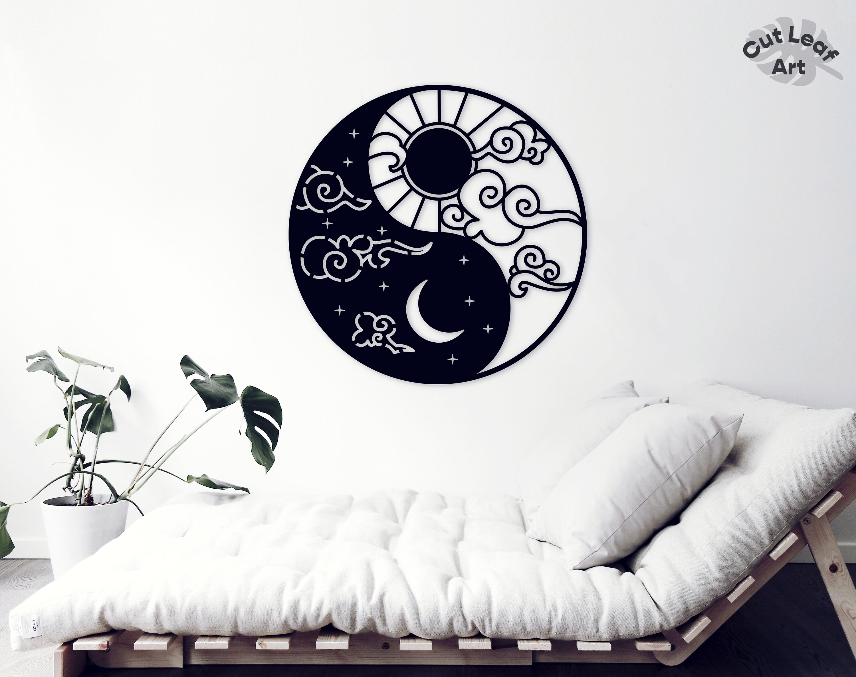 Yin Yang Metal Wall Art, Sun and Moon Wall Art, Yoga Decor, Day and ...