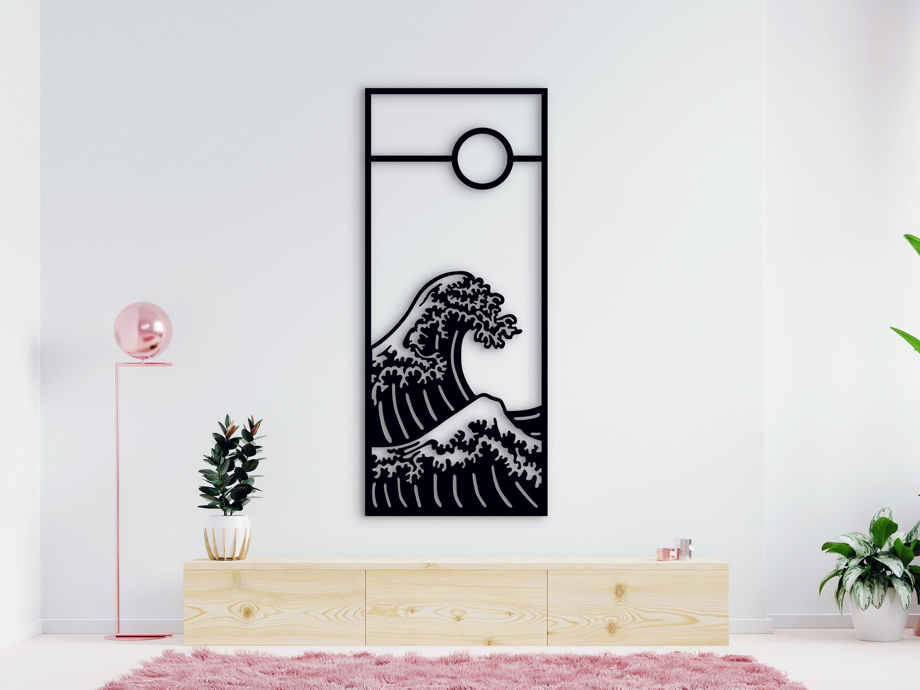 Wave metal wall art Ocean metal wall decor Japanese home | Etsy