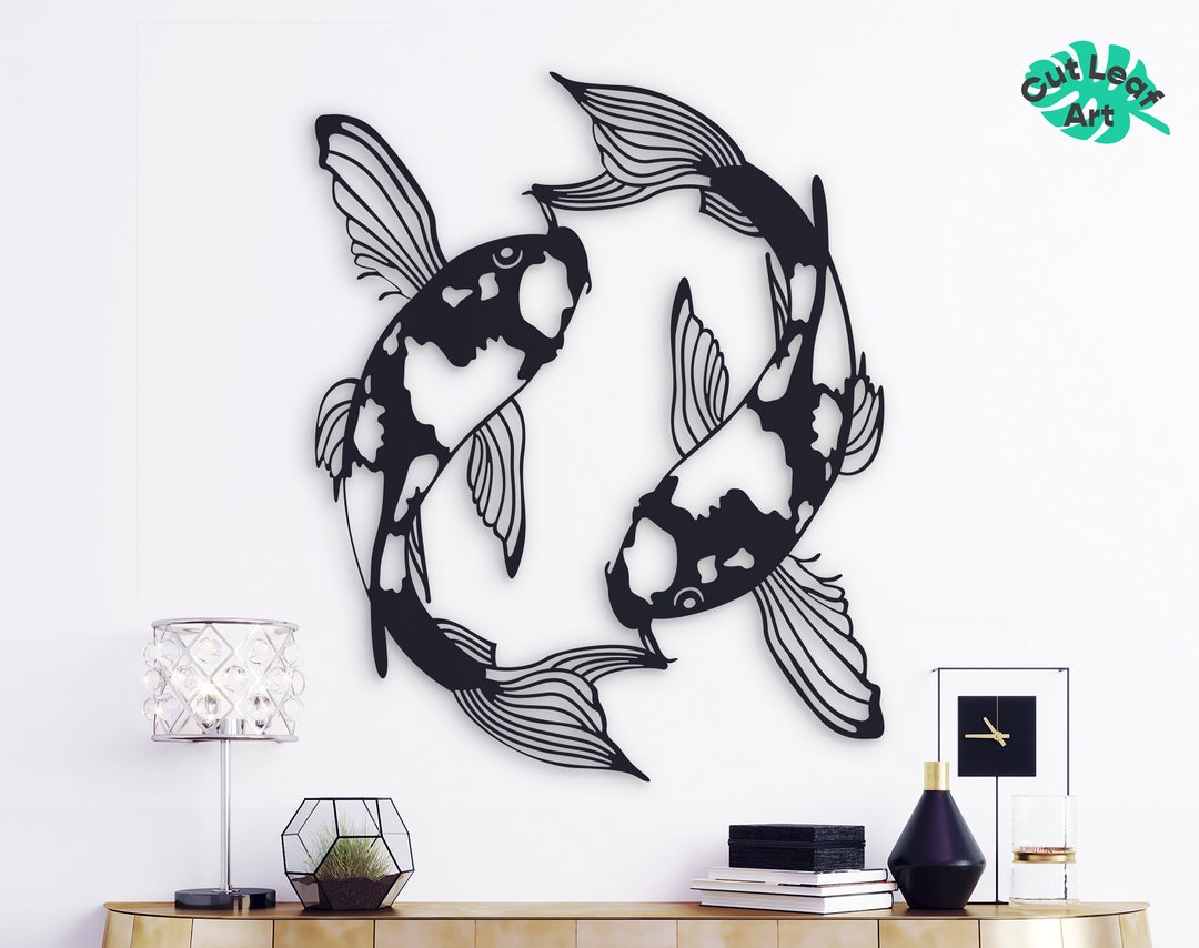 Koi Fish Metal Wall Art - Yin Yang Wall Art, Large Metal Wall Art ...