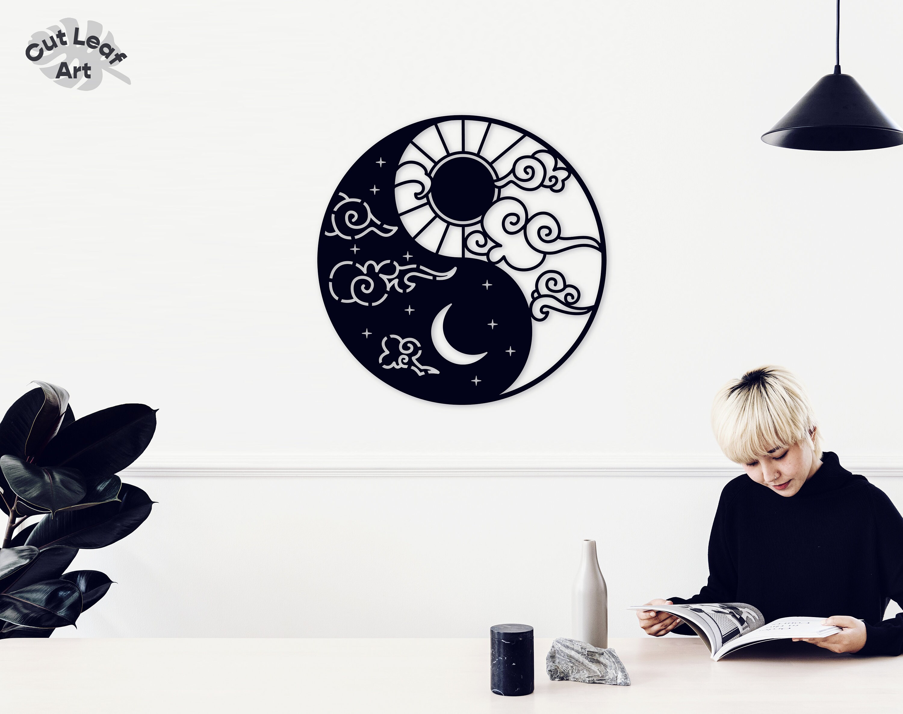 Yin Yang Metal Wall Art, Sun and Moon Wall Art, Yoga Decor, Day and ...