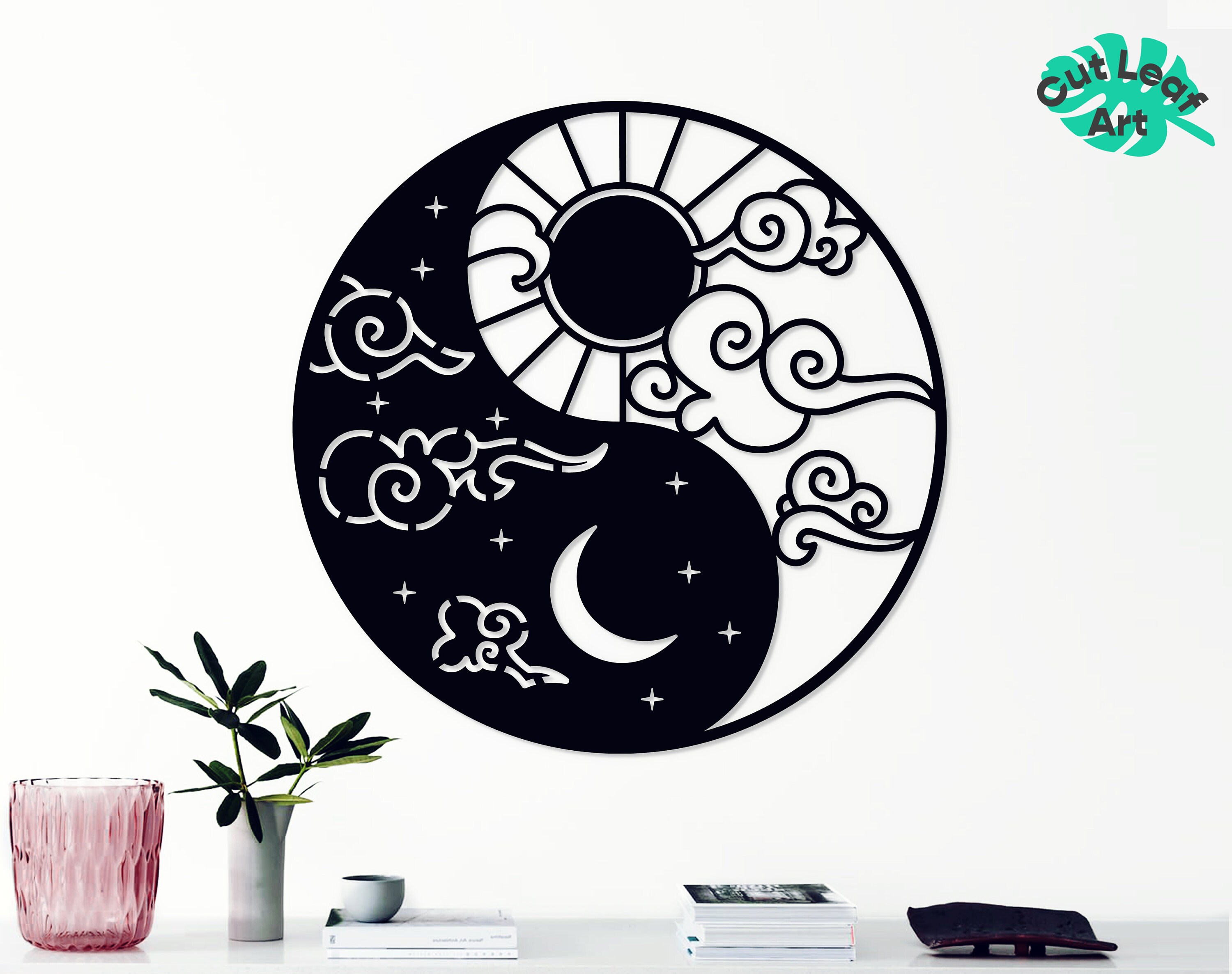 Yin Yang Metal Wall Art, Sun and Moon Wall Art, Yoga Decor, Day and ...