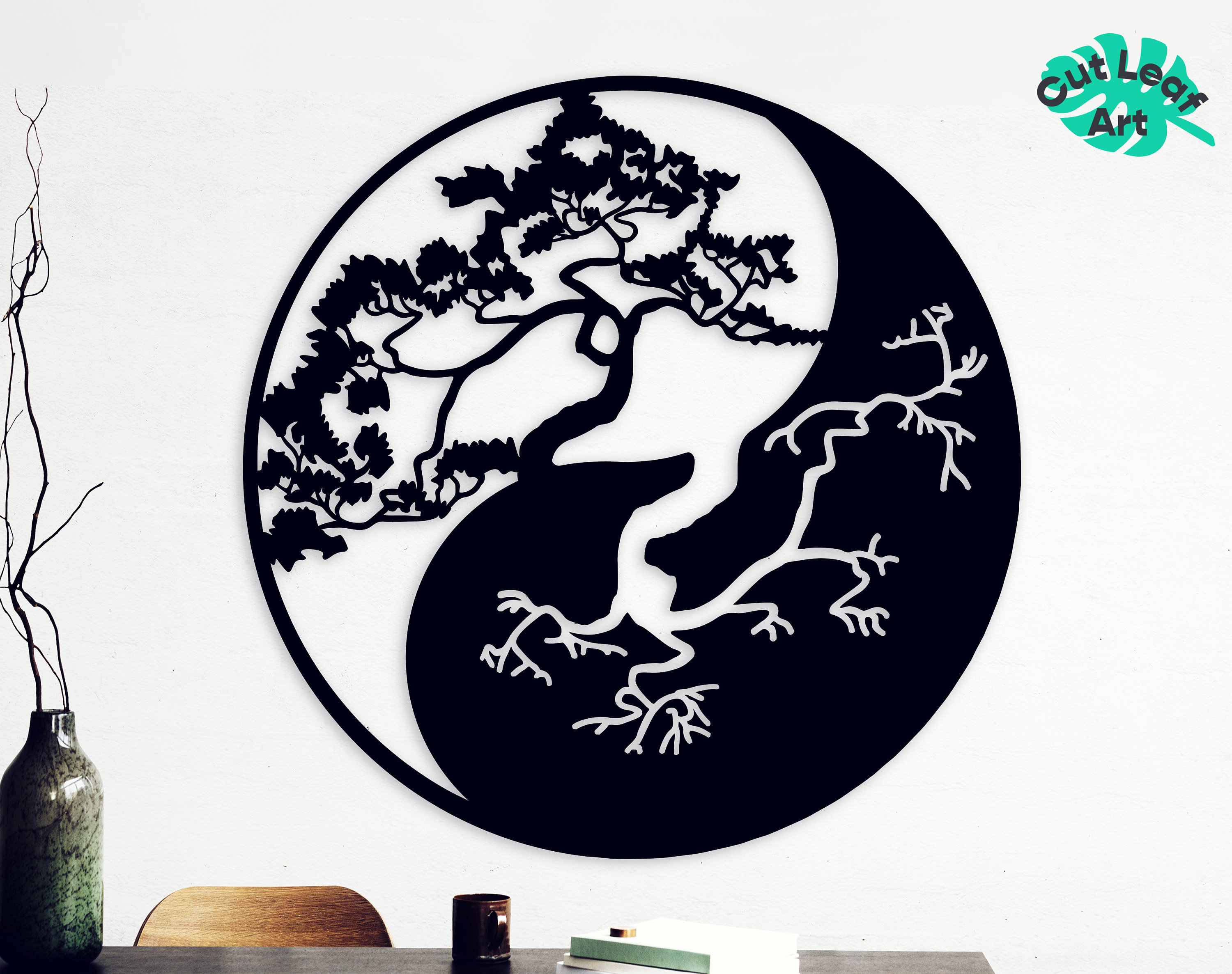 Yin Yang Metal Wall Art, Tree Metal Wall Decor, Zen Home Decor, Yoga ...