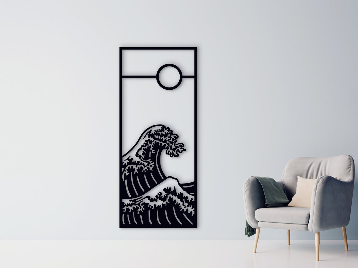 Wave metal wall art Ocean metal wall decor Japanese home | Etsy