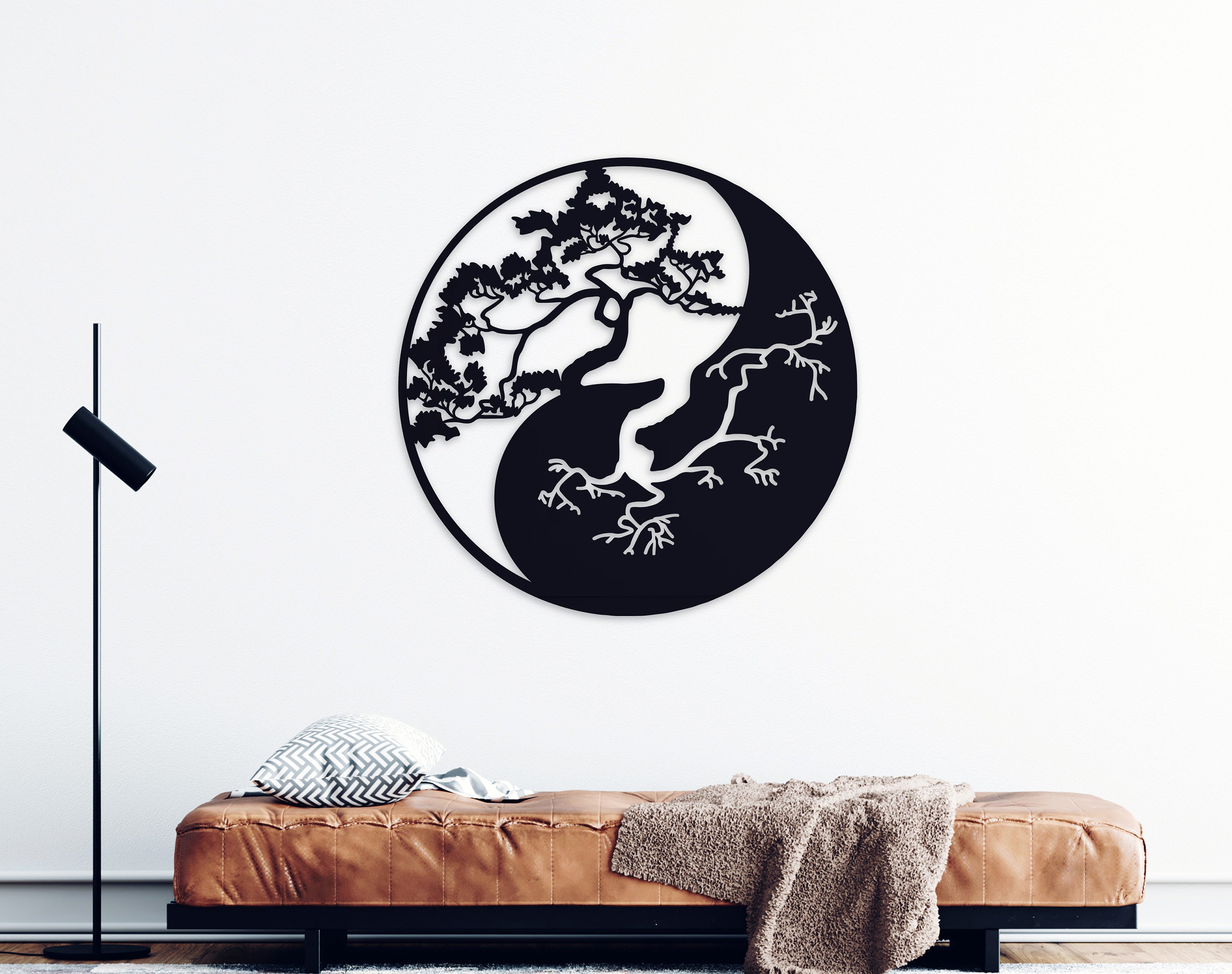 Yin Yang Metal Wall Art, Tree Metal Wall Decor, Zen Home Decor, Yoga ...