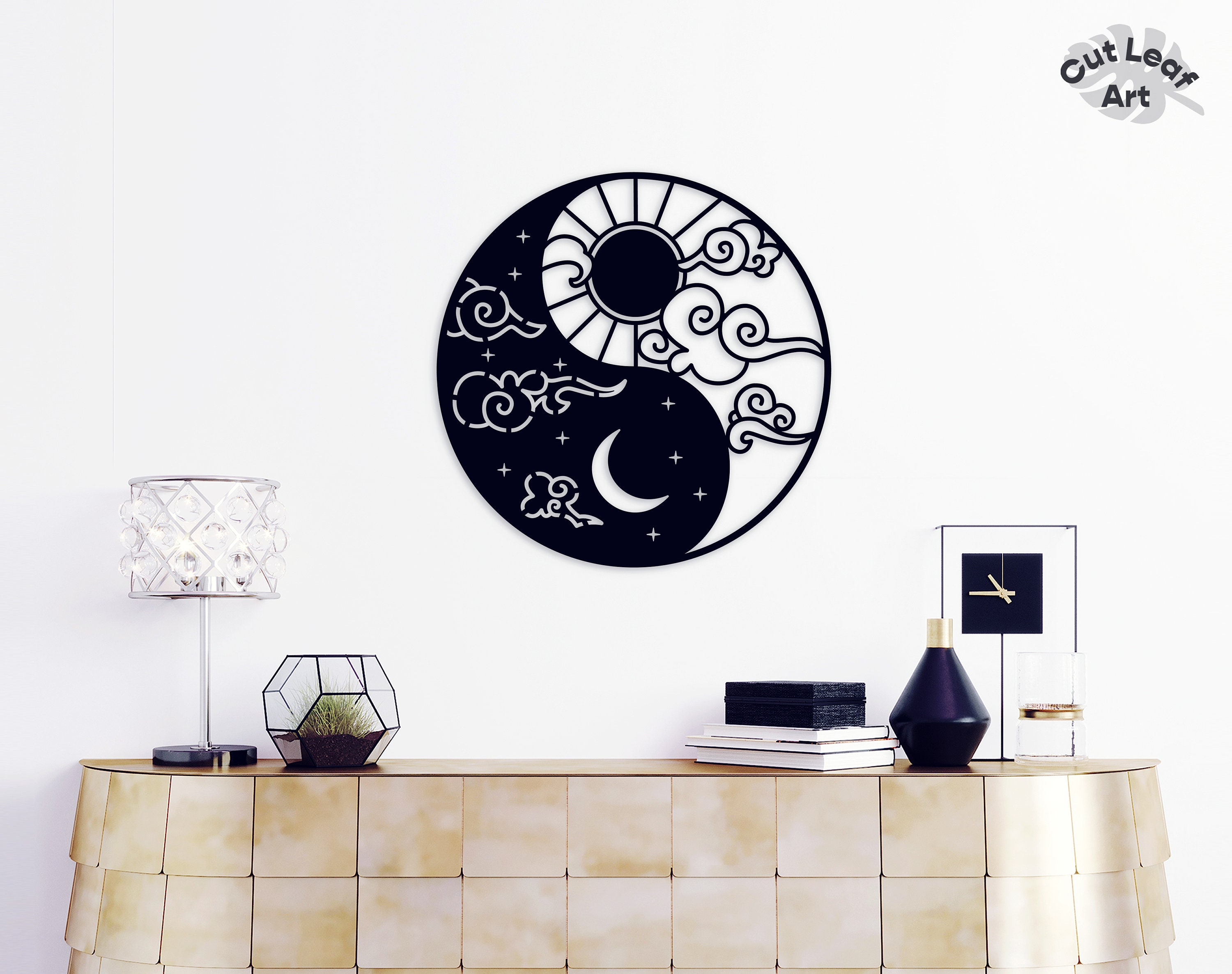 Yin Yang Metal Wall Art, Sun and Moon Wall Art, Yoga Decor, Day and ...