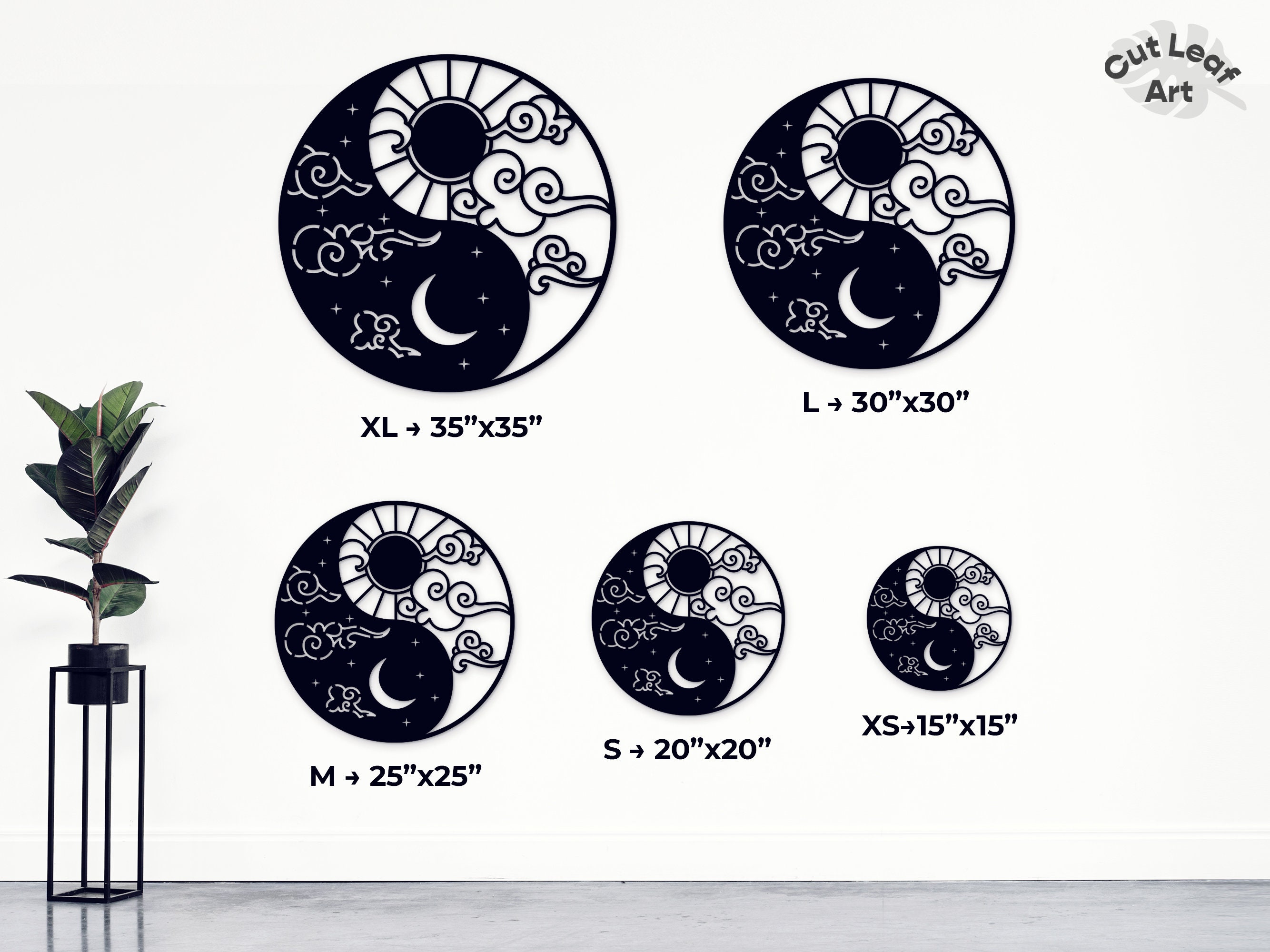 Yin Yang Metal Wall Art, Sun and Moon Wall Art, Yoga Decor, Day and ...