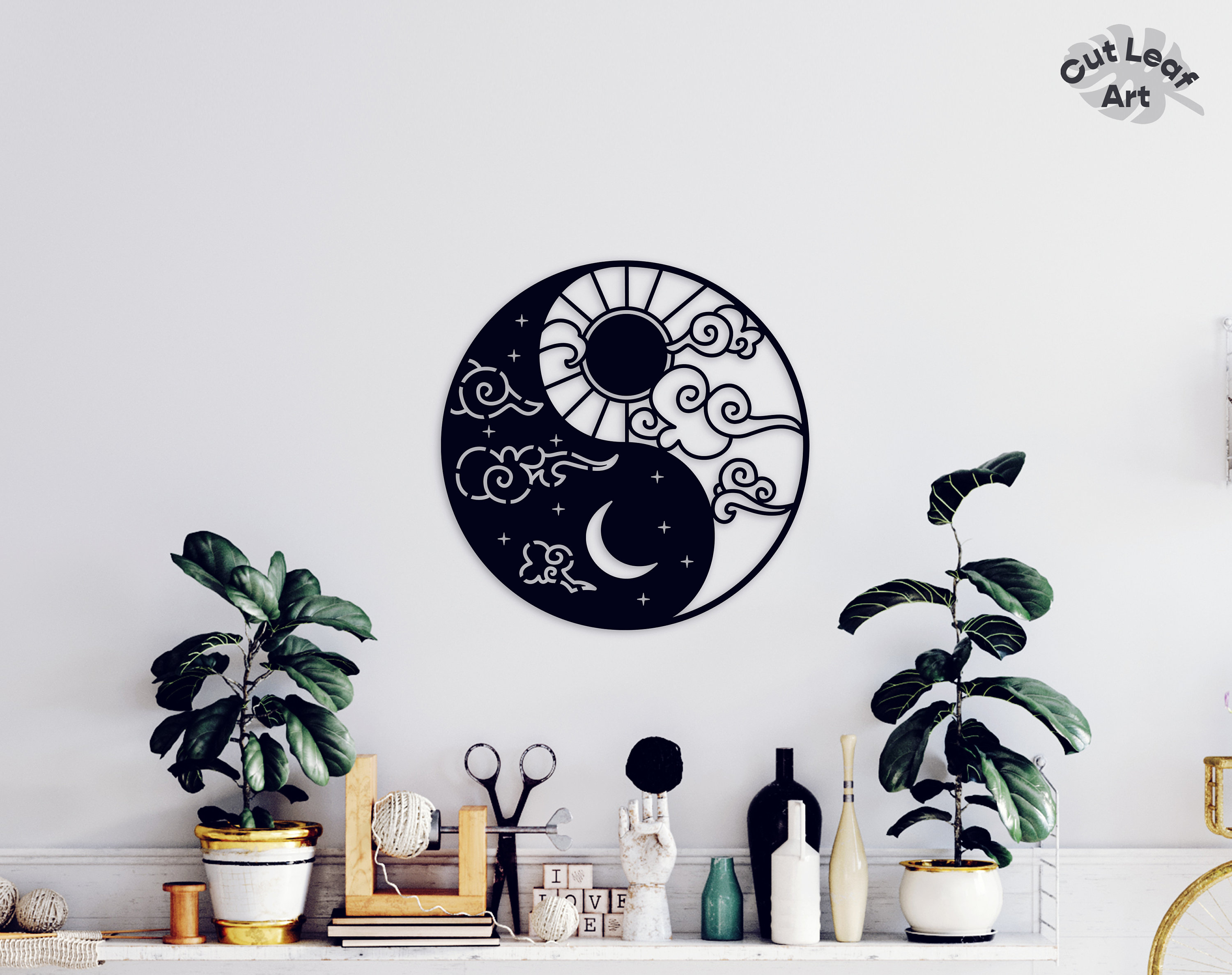 Yin Yang Metal Wall Art, Sun and Moon Wall Art, Yoga Decor, Day and ...