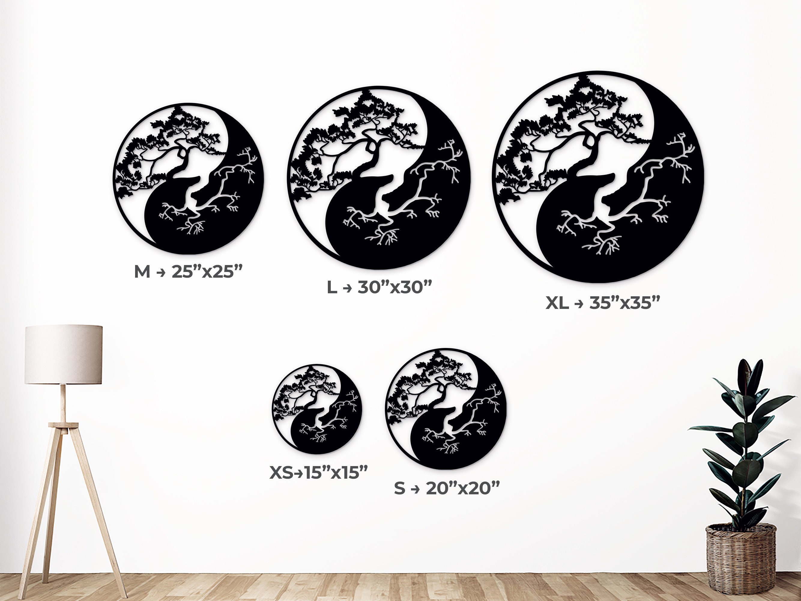 Yin Yang Metal Wall Art, Tree Metal Wall Decor, Zen Home Decor, Yoga ...