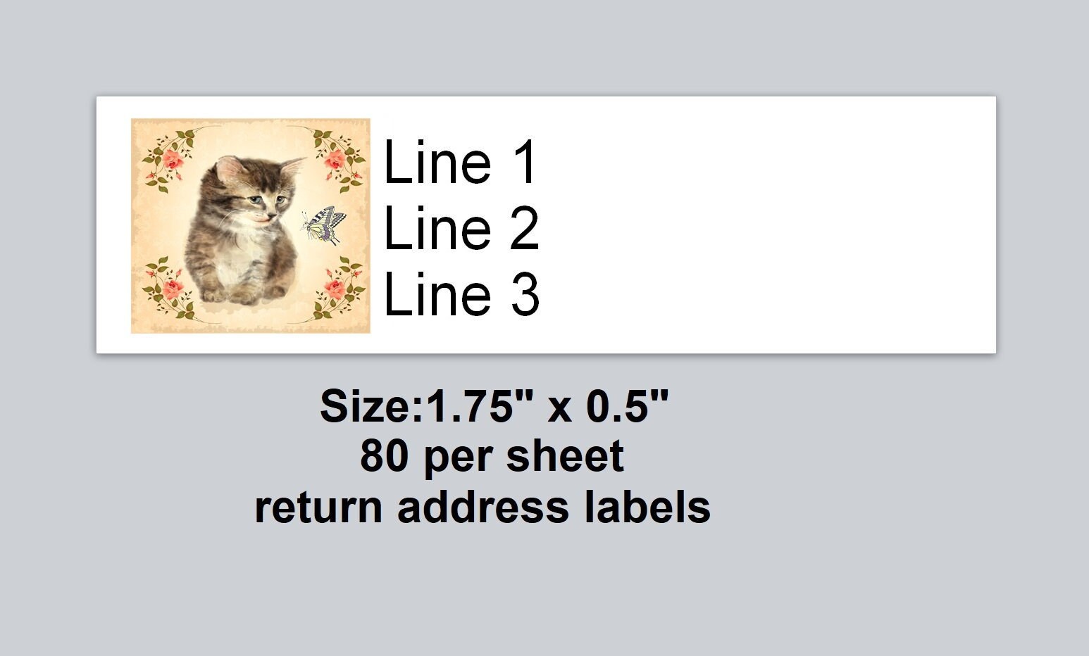 80 Personalized Return Address Labels Cute Cat with Flowers | Etsy