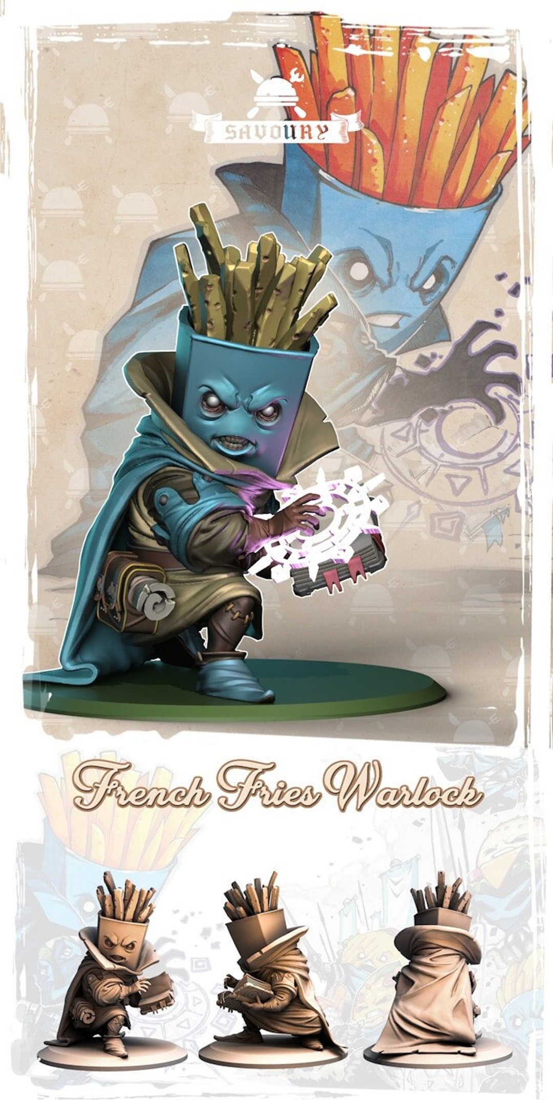 French Fries Warlock Savoury Army Food Fight MINIATURE - Etsy