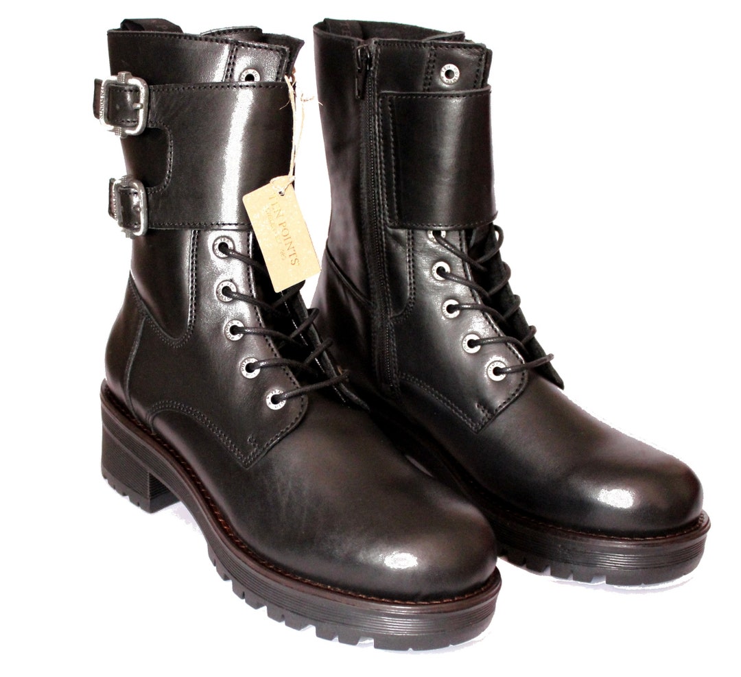 Boots Woman Black Leather Boots TEN POINTS Clarisse, Boots Motardes ...