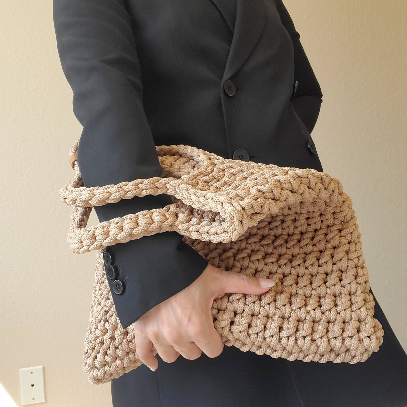 Kelly Bag Light Caramel Latte Color Market Bag/tote Bag/net - Etsy