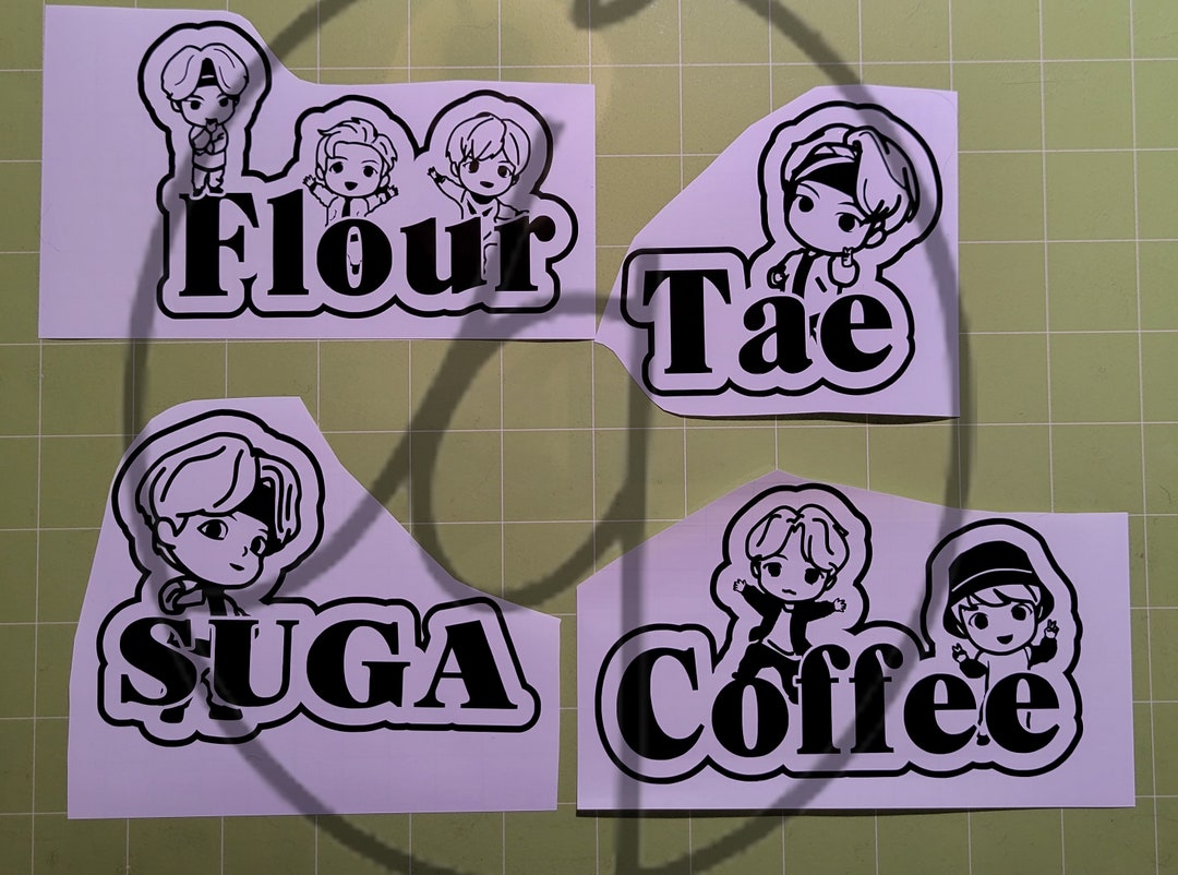 BTS Tinytan Canister Label Decal Set - Etsy