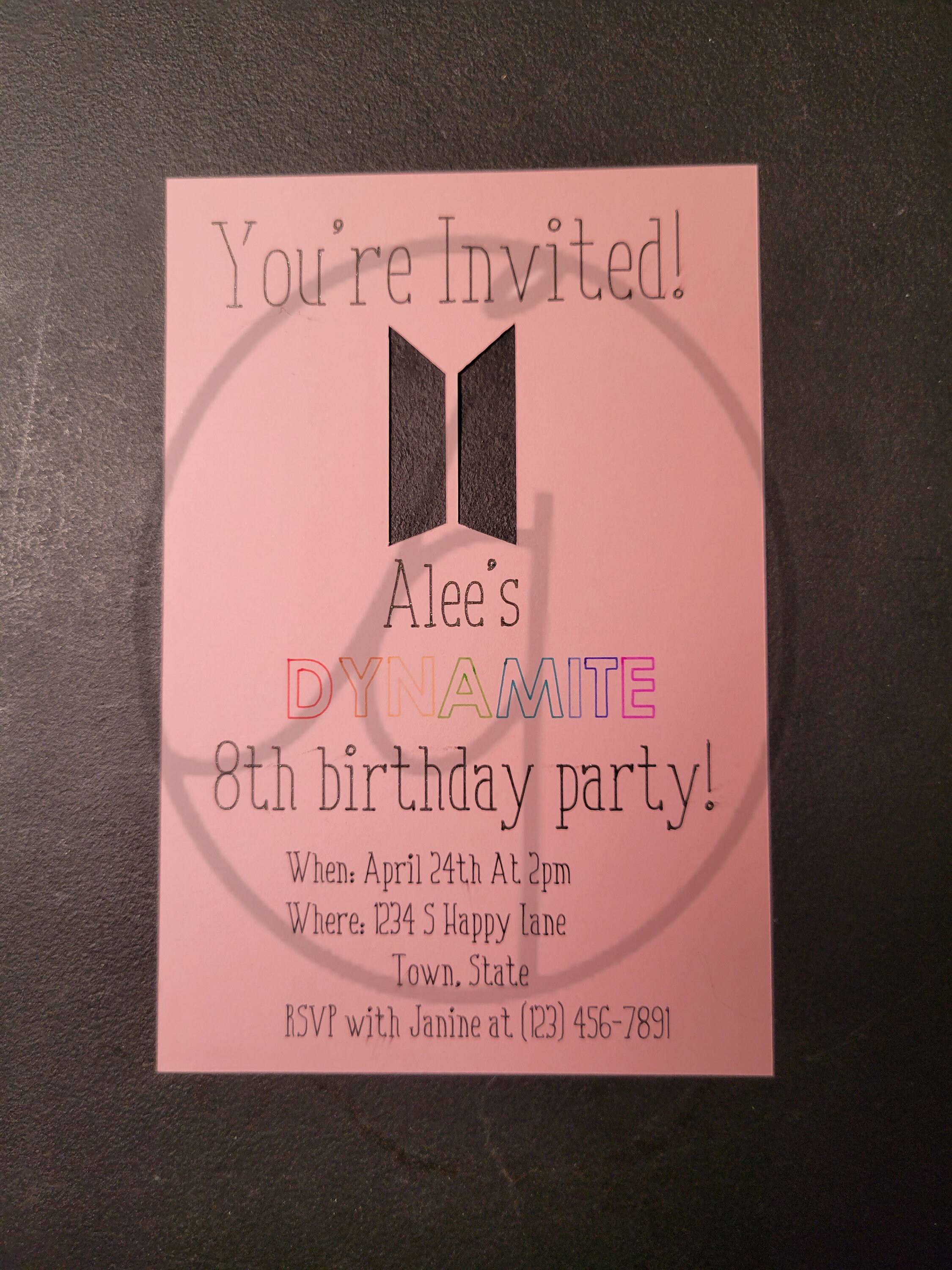 Custom BTS Dynamite Inspired Party Invitation - Etsy