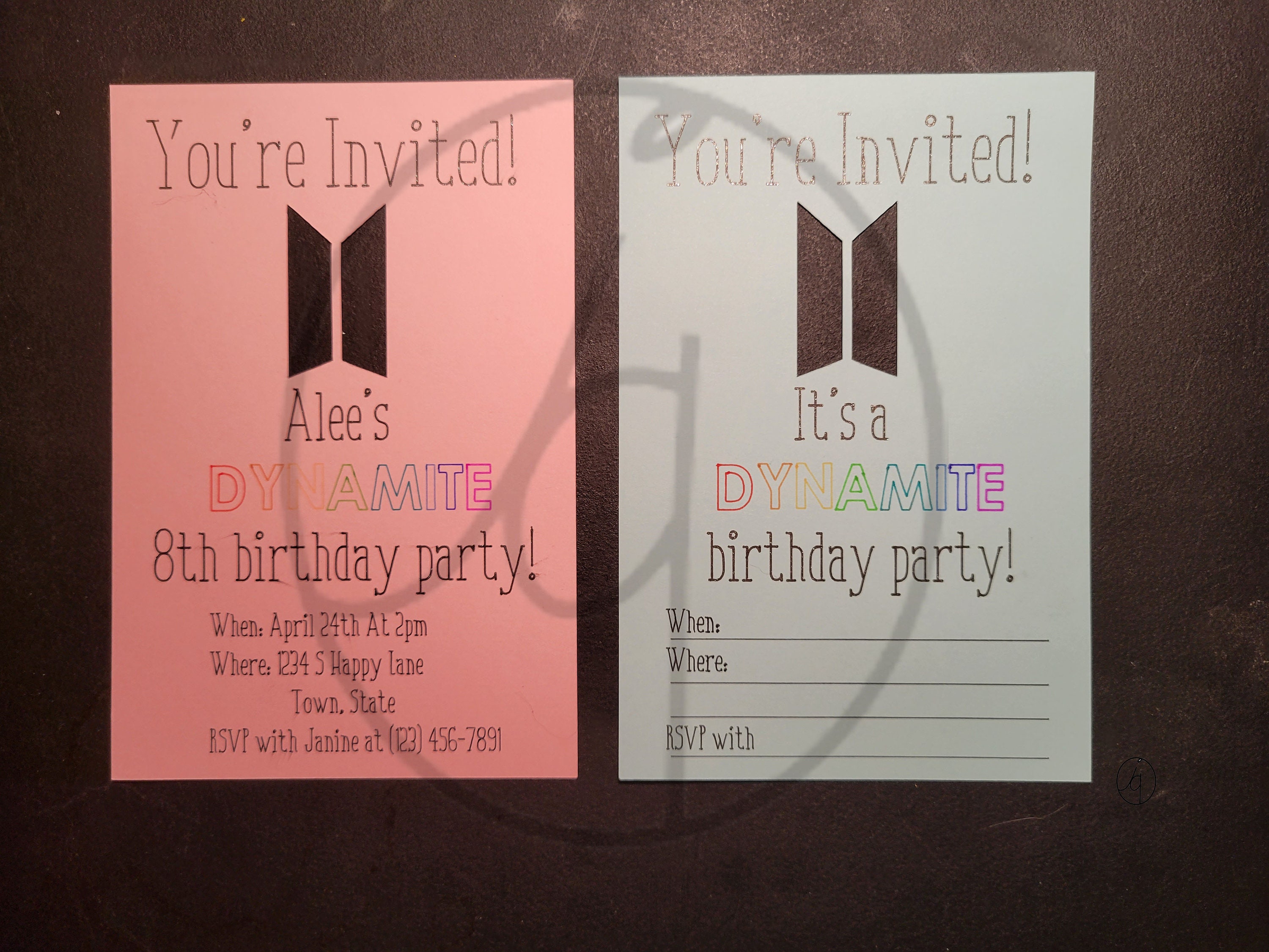 Custom BTS Dynamite Inspired Party Invitation - Etsy