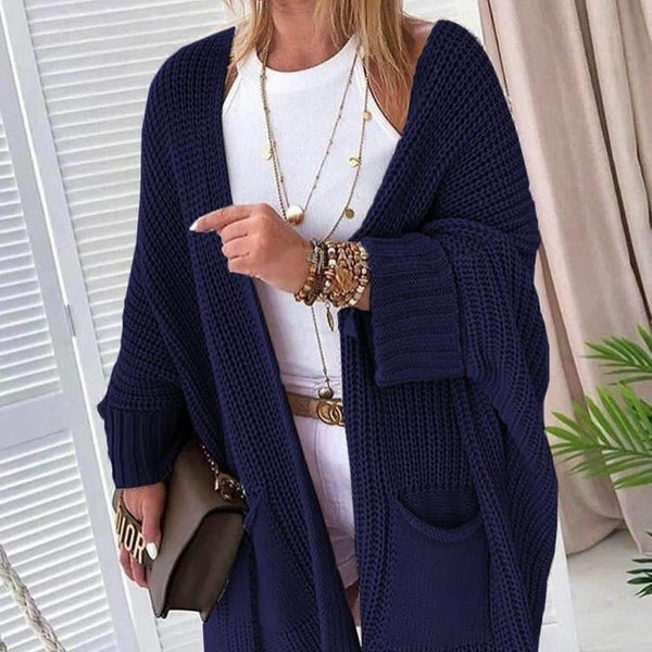 Navy Blue Cardigan - Etsy