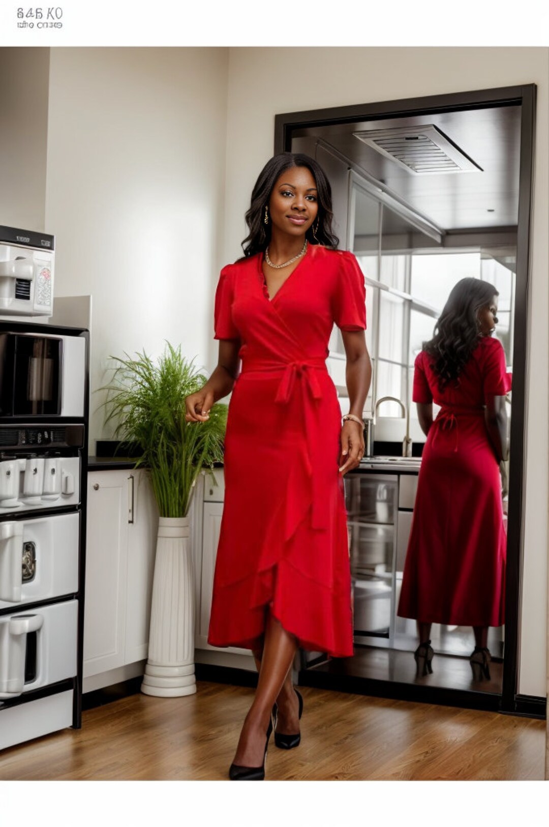 Solid Midi Red Dress With Belt, Red Shortsleeve Dress, Casual Wrap ...