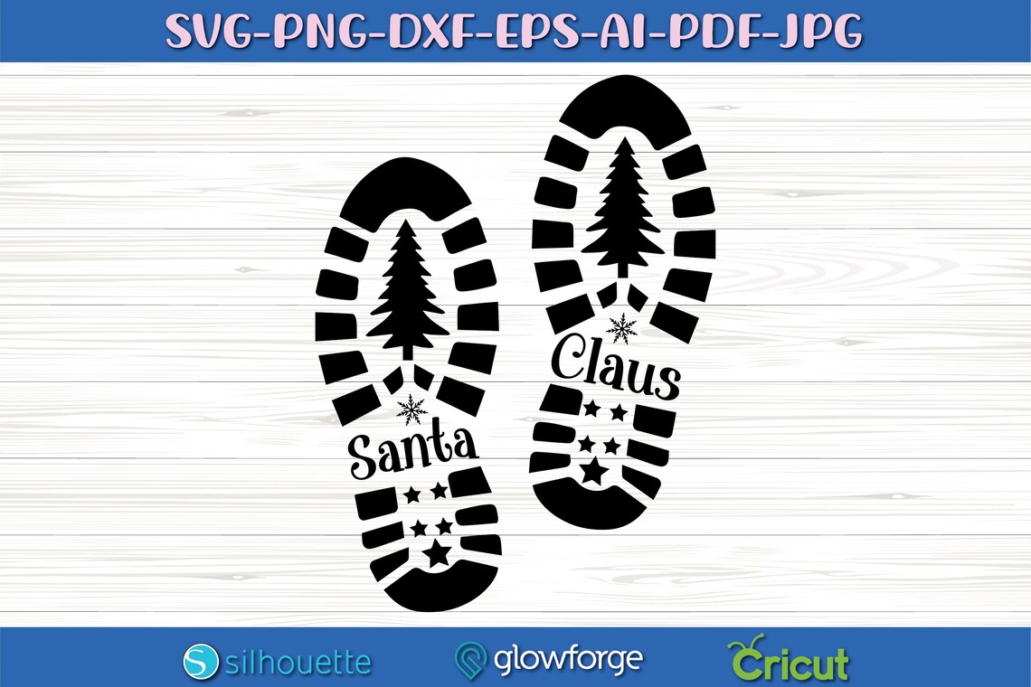 Santa Footprint Svg / Santa Boots Svg / Santa Shoe Stencil Svg / Santa ...