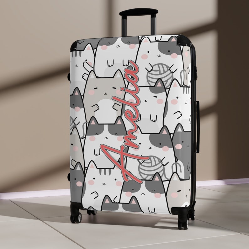 Custom Kawaii Cute Cats Suitcase, Kawaii Cute Cats Luggage, Travel Bag ...