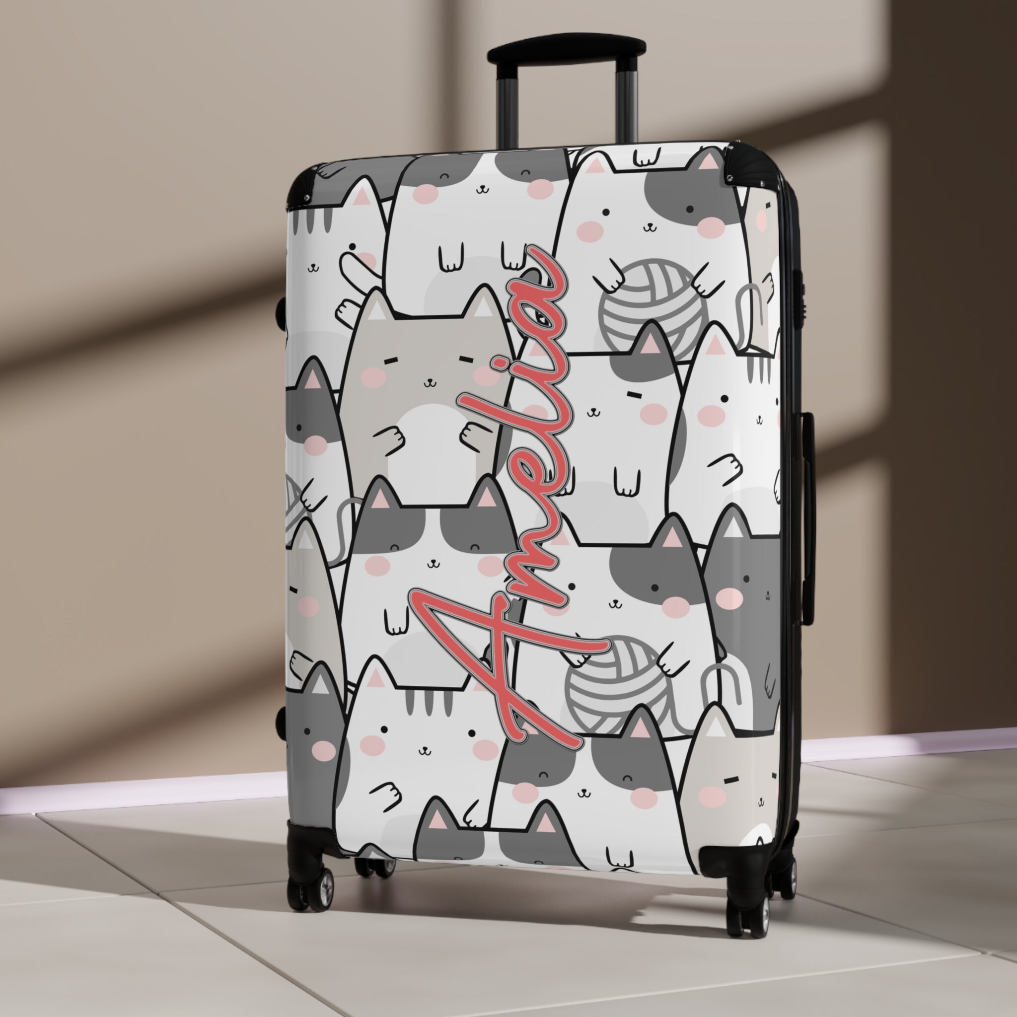 Custom Kawaii Cute Cats Suitcase, Kawaii Cute Cats Luggage, Travel Bag ...