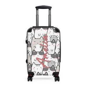 Custom Kawaii Cute Cats Suitcase, Kawaii Cute Cats Luggage, Travel Bag ...
