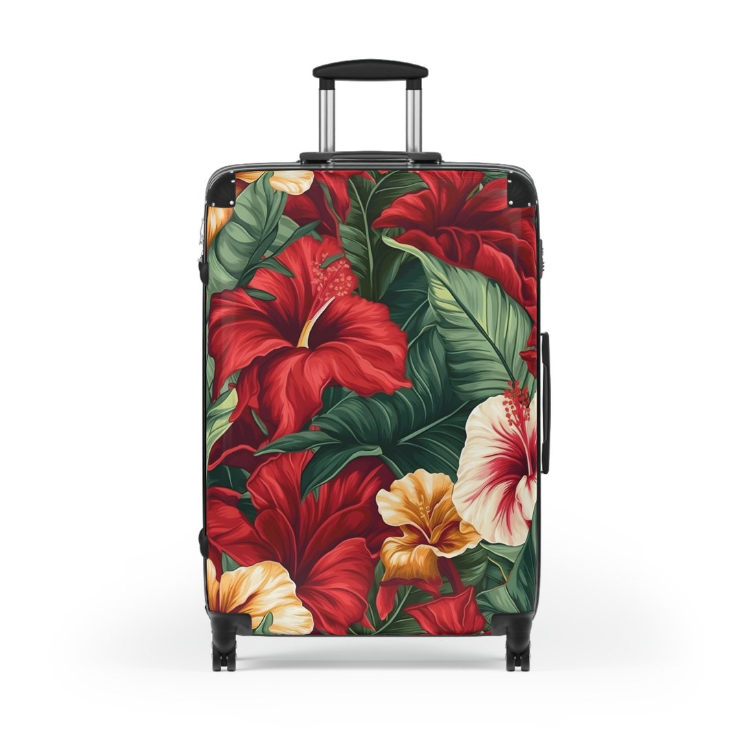 Custom Tropical Flower Hawaiian Suitcase, Tropical Flower Luggage ...
