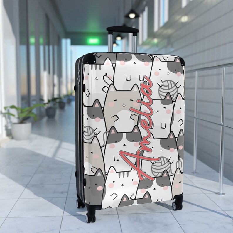 Custom Kawaii Cute Cats Suitcase, Kawaii Cute Cats Luggage, Travel Bag ...