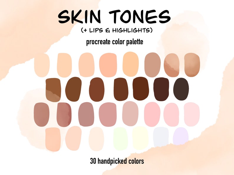Skin Tones Color Palette, Procreate Palette, iPad Procreate Tool, Color ...