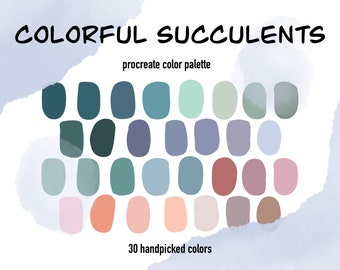 Succulent Garden Color Palette for Procreate on Ipad, Green, Blue and ...