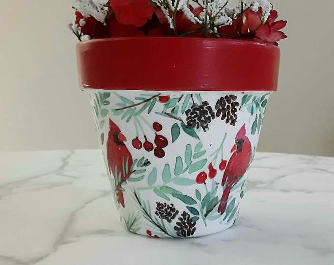 Cardinal Flower Pot-6 Inch Cardinal Gift Holiday Gift - Etsy