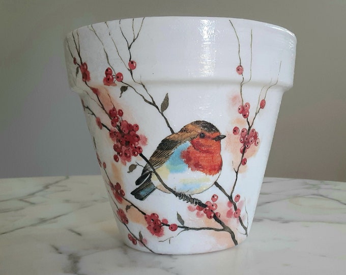 Robin Clay Pot-6 Inch Robin Flower Pot Robins Robin Decor - Etsy