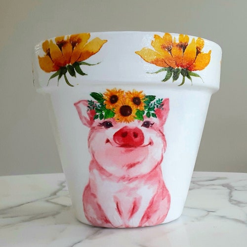 Pig Planter-6 Inch Pig Gifts Pig Flowerpot Sunflowers - Etsy