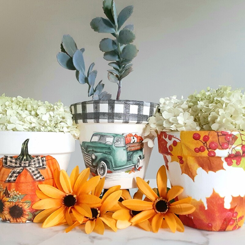 Decoupage Plant Pots Fall - Etsy