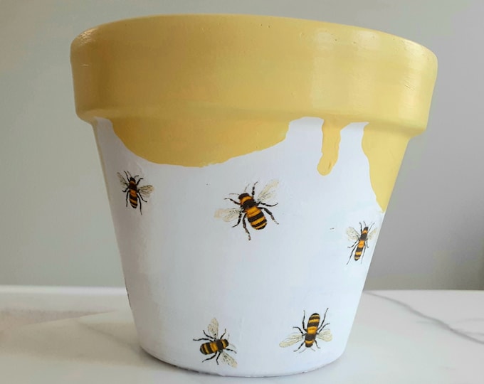 Ceramic Bee Honeycomb Planter Pottery Amber Crystal Honey Bee Country ...