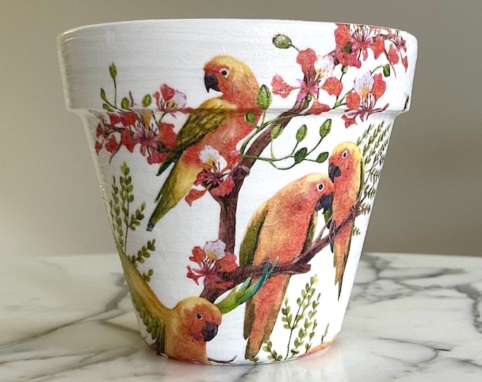 Parrot Flowerpot, Parrot Gifts, Tropical Planters, Bird Lover Gift ...