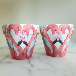 Set of 2-flamingo Decoupaged Clay Pots-4.5 Inch, Flamingo Gifts ...
