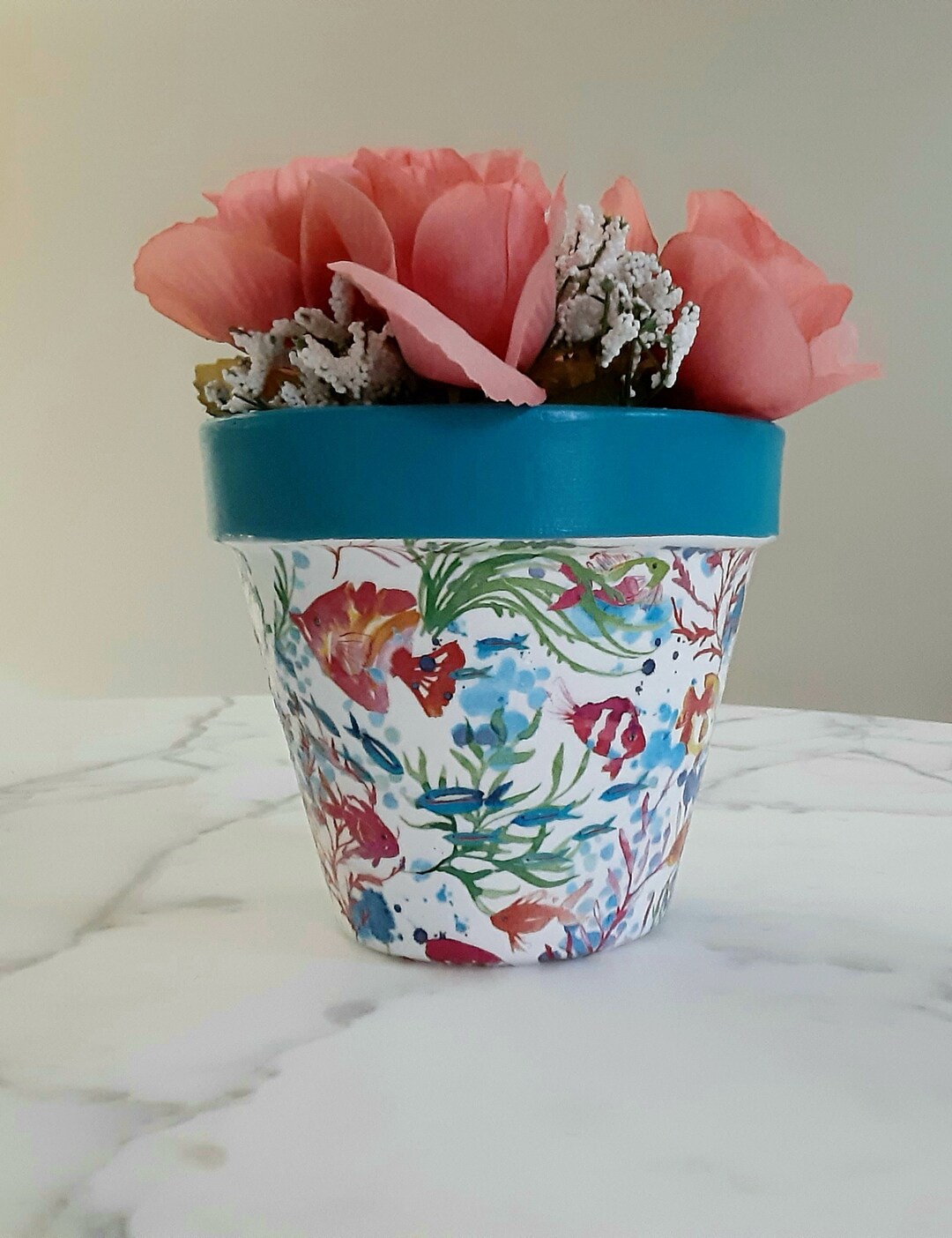 Tropical Fish Decoupage Clay Pot - Ocean Beach Decor (6 Inch) - Etsy