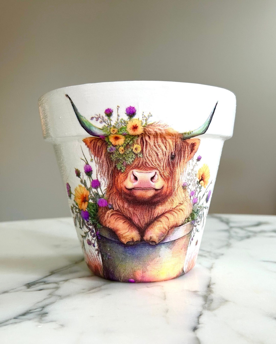 Highland Cow Planter, Highland Cows, Cow Decor, Farmhouse Decor, Indoor ...