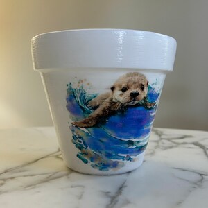 Decoupage Otter Clay Pot: Animal Flower Planter - Etsy