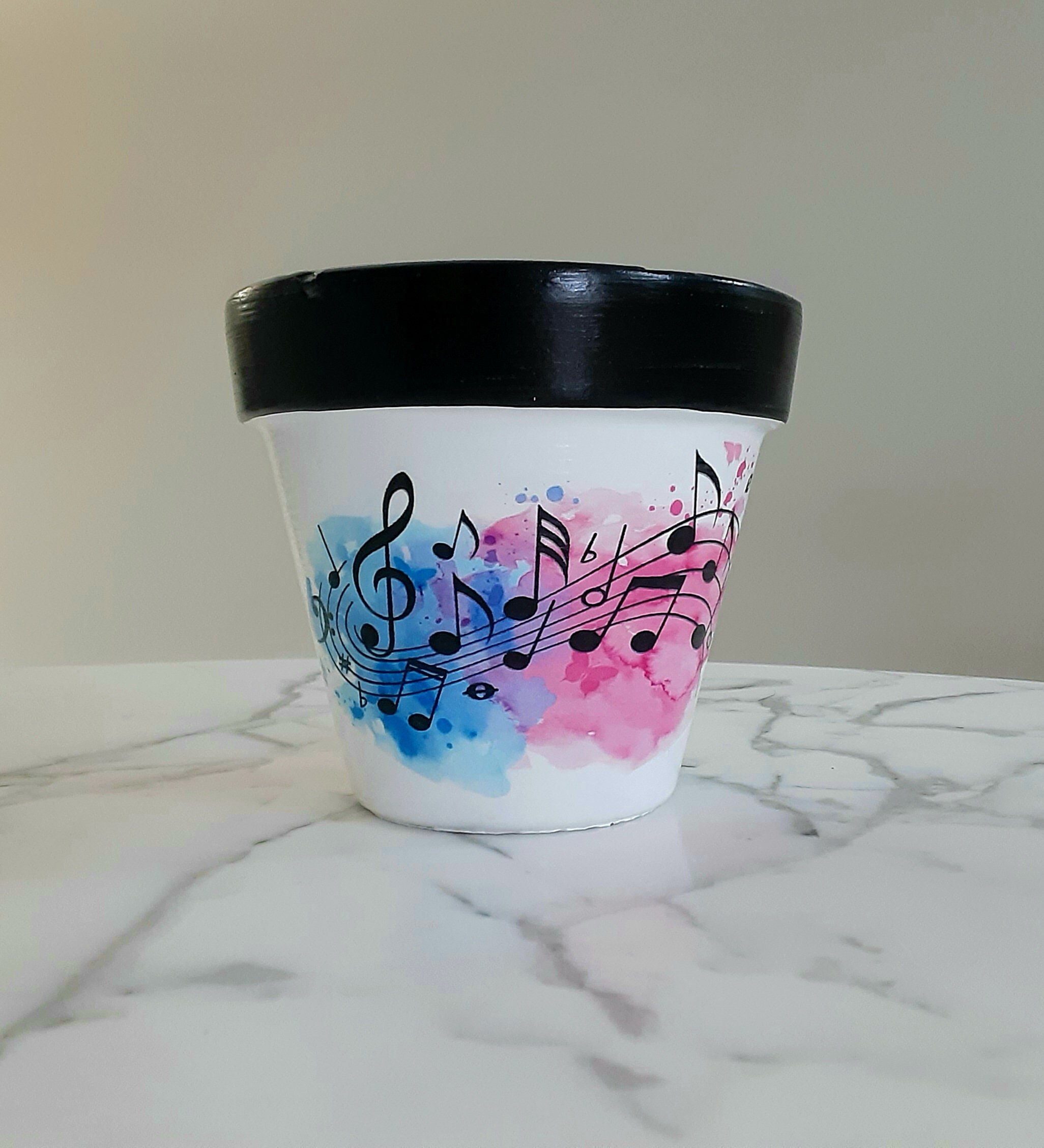 Music Notes Planter: Decoupage Flower Pot, 6", Music Gifts - Etsy