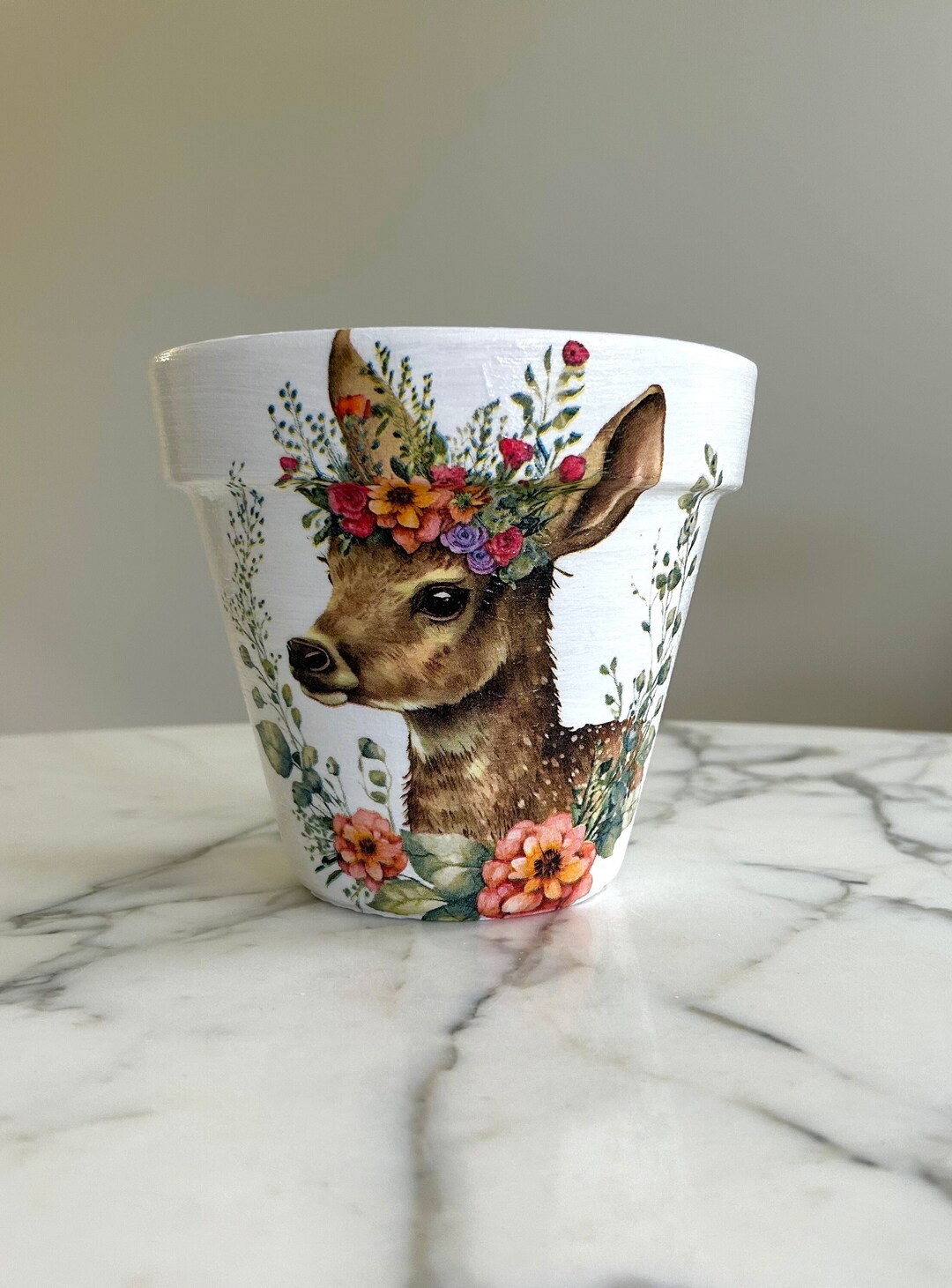 Fawn Flowerpot-6 Inch, Deer Gifts, Deer, Clay Pots, Nursery Decor ...