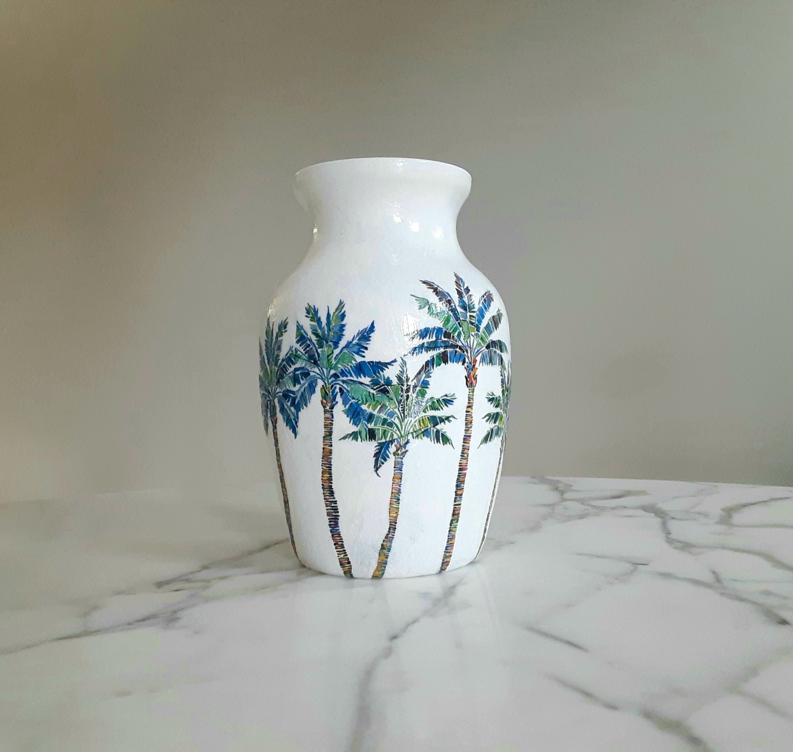 Palm Tree Vase Glass Vase Beach Vase Vases for Flowers - Etsy
