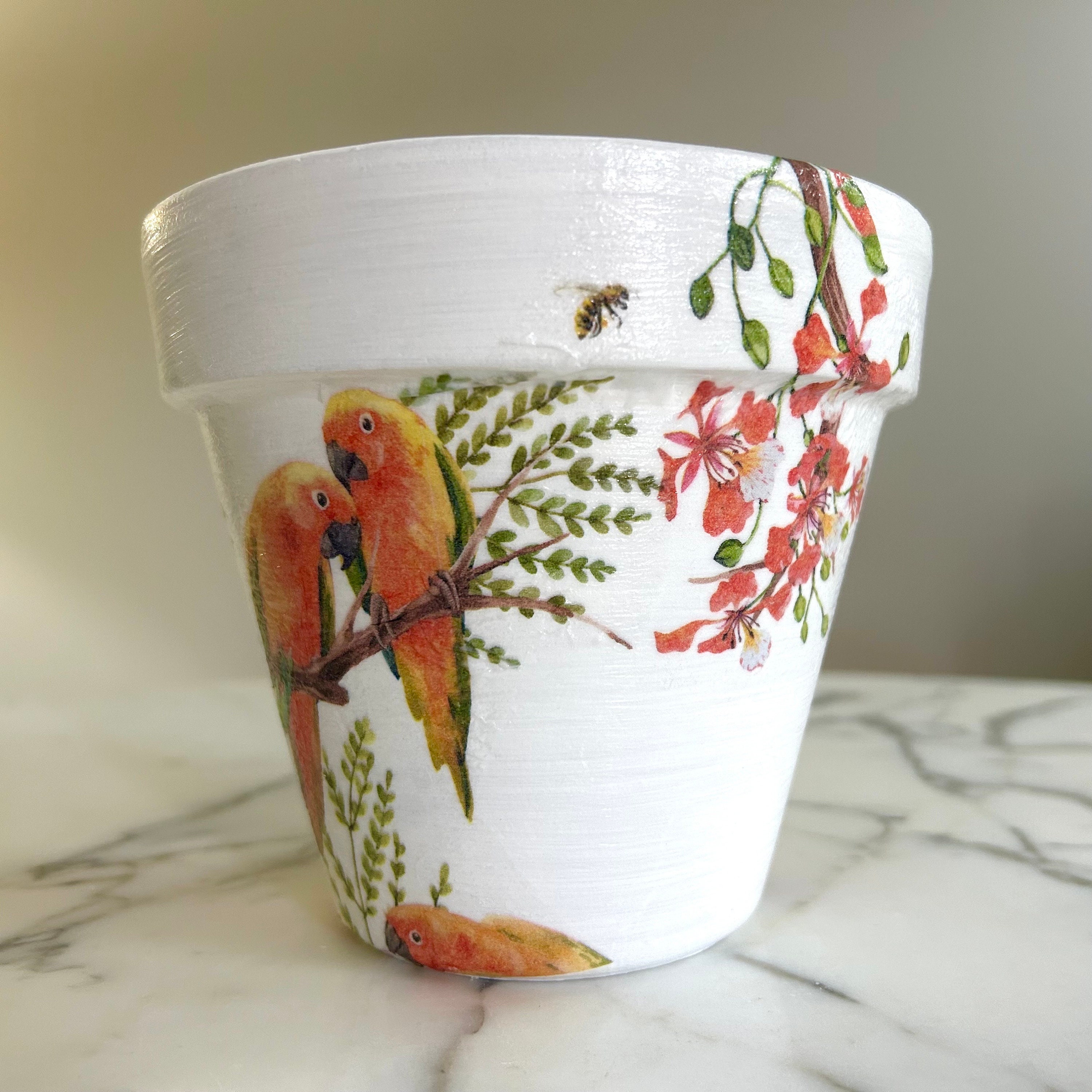 Parrot Flowerpot, Parrot Gifts, Tropical Planters, Bird Lover Gift ...